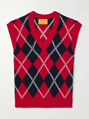 Guest In Residence Argyle Cotton-jacquard Vest - Multi
