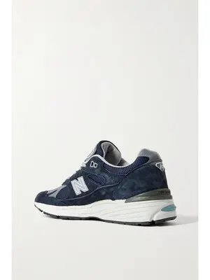 NEW BALANCE 991v2 Faux Leather-trimmed Suede And Mesh Sneakers - Blue