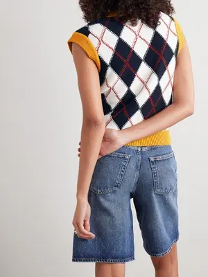 Guest In Residence Argyle Cotton-jacquard Vest - Multi