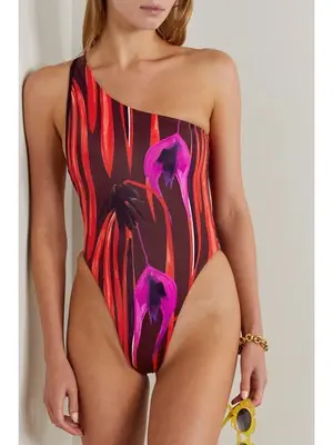 LOUISA BALLOU One-shoulder Recycled Swimsuit - Red