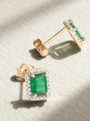Mateo 14-karat Gold, Emerald, And Diamond Earrings