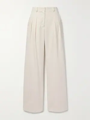 LoveShackFancy Adams Wide-leg Pleated Wool-blend Twill Trousers