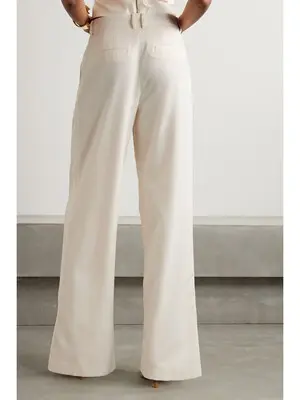 LoveShackFancy Adams Wide-leg Pleated Wool-blend Twill Trousers