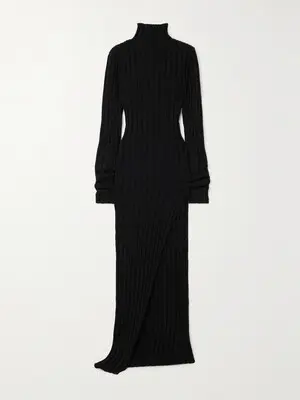 ANN DEMEULEMEESTER Cyntia Ribbed Wool Turtleneck Sweater - Black