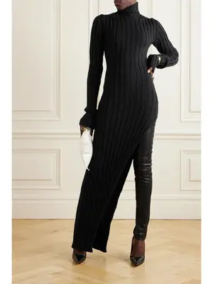 ANN DEMEULEMEESTER Cyntia Ribbed Wool Turtleneck Sweater