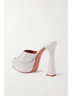 Amina Muaddi Dalida Crystal-embellished Satin Platform Sandals