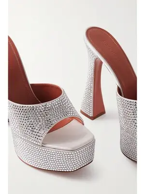 Amina Muaddi Dalida Crystal-embellished Satin Platform Sandals
