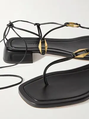 JIMMY CHOO Onyxia Embellished Leather Sandals