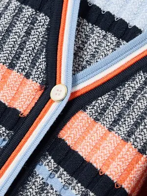 Veronica Beard Calliope Striped Ribbed-knit Cardigan