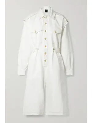 GOLDSIGN Cropped Denim Jumpsuit - White