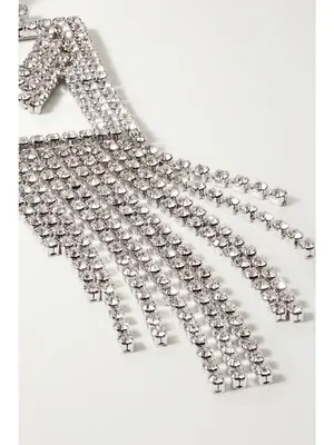 Retrofete Rhodium-plated Crystal Alphabet Single Earring - Silver