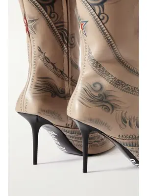 JIMMY CHOO X Jean Paul Gaultier Printed Leather Over-the-knee Boots
