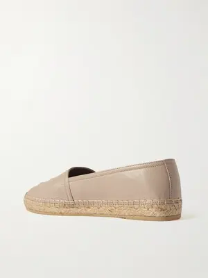 Saint Laurent Cassandre Logo-embossed Leather Espadrilles - Neutrals