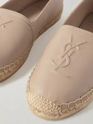 Saint Laurent Cassandre Logo-embossed Leather Espadrilles - Neutrals