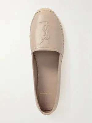 Saint Laurent Cassandre Logo-embossed Leather Espadrilles - Neutrals