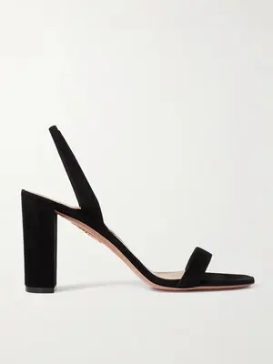 AQUAZZURA So Nude 85 Suede Slingback Sandals - Black