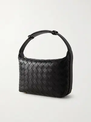 Bottega Veneta Wallace Mini Intrecciato Leather Shoulder Bag - Black