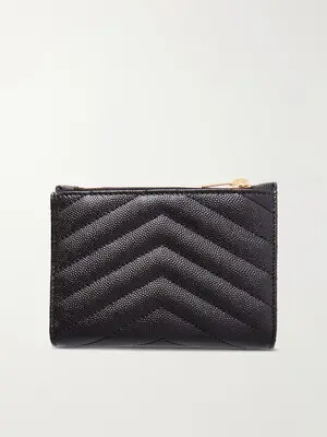 Saint Laurent Cassandre Quilted Textured-leather Wallet