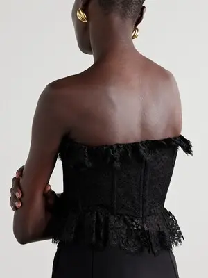 Alessandra Rich Strapless Lace Bustier Top With Bow