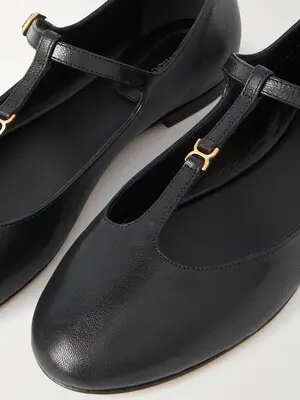 Chloé Marcie Embellished Leather Ballet Flats - Black