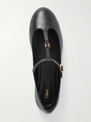 Chloé Marcie Embellished Leather Ballet Flats - Black