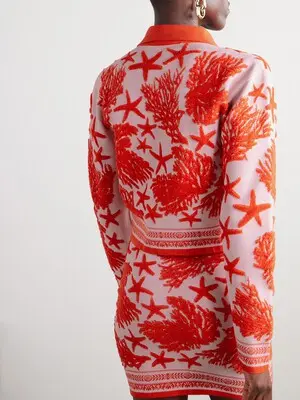 Versace Jacquard-knit Cardigan With Tropical Motif
