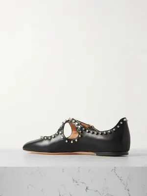 Bally Embellished Studded Leather Ballet Flats