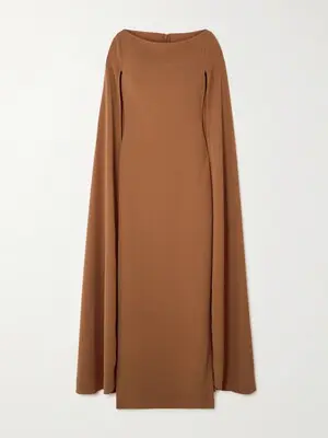 Solace London Sadie Cape-effect Crepe Gown - Brown