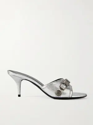 Balenciaga Cagole Metallic Leather Mules