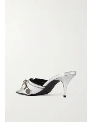 Balenciaga Cagole Metallic Leather Mules