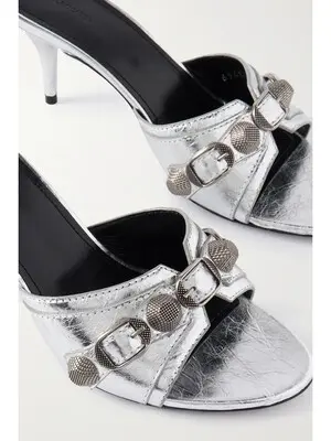 Balenciaga Cagole Metallic Leather Mules