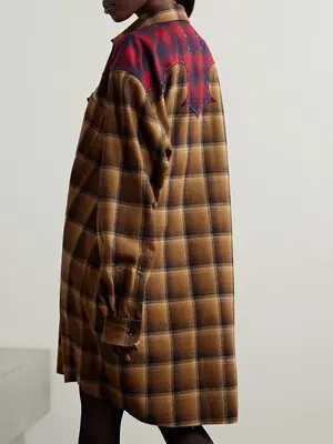MAISON MARGIELA Checked Wool-flannel Mini Shirt Dress