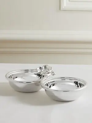 Christofle Anemone-belle Époque Set Of Two -plated Serving Dishes - Silver