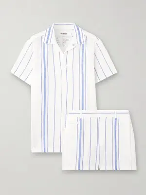 BETTTER Aaron Striped Linen Shirt And Shorts Set - Multi