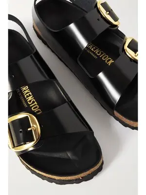 BIRKENSTOCK Milano Glossed-leather Slingback Sandals With Big Buckles