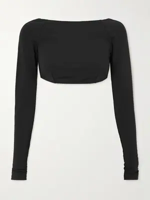 Emilio Pucci Cropped Stretch-crepe Top With Silk Trim