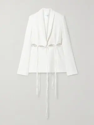 Galvan Ellipse Cutout Satin-trimmed Crepe Blazer - White