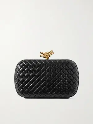 Bottega Veneta Knot Padded Intrecciato Leather Clutch - Black