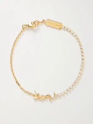 Saint Laurent Cassandre Crystal Bracelet - Gold