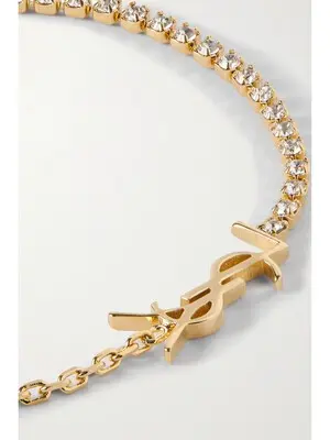 Saint Laurent Cassandre Crystal Bracelet - Gold