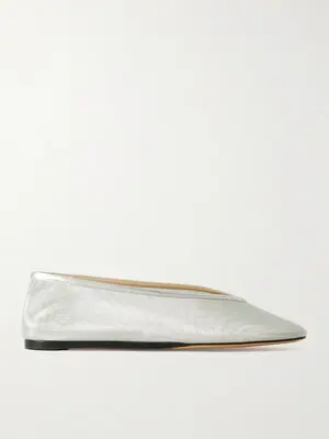 Le Monde Beryl Luna Metallic Mesh Ballet Flats - Silver