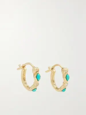 SYDNEY EVAN 14-karat Turquoise And Diamond Hoop Earrings - Gold