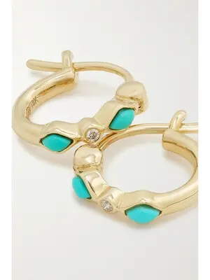 SYDNEY EVAN 14-karat Turquoise And Diamond Hoop Earrings