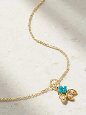 SYDNEY EVAN 14-karat Turquoise And Diamond Necklace - Gold