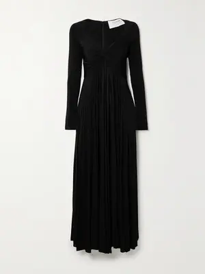 LA LIGNE Twist-front Pleated Maxi Dress - Black