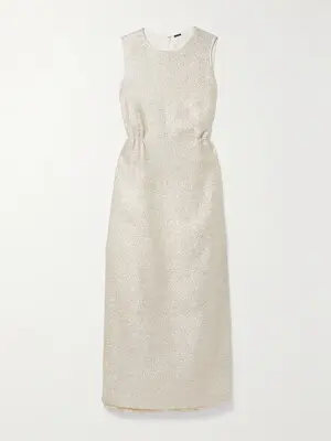 Adam Lippes Fringed Tweed Maxi Dress - Metallic