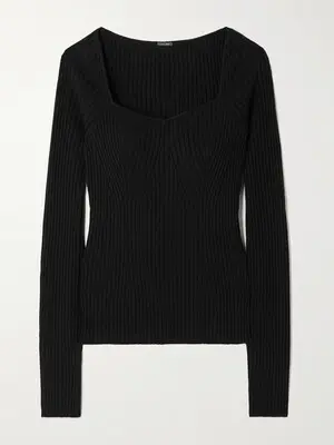 Adam Lippes Florentine Ribbed Silk And Cashmere-blend Top