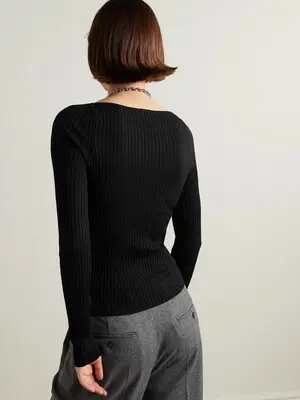 Adam Lippes Florentine Ribbed Silk And Cashmere-blend Top