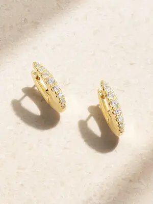 Melissa Kaye Lulu Small Diamond Hoop Earrings - Gold