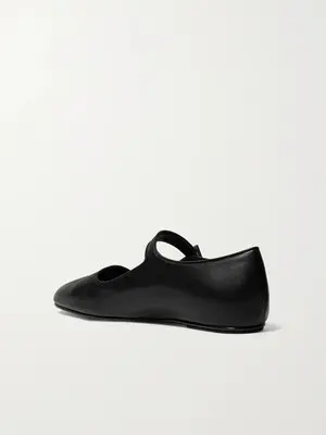 THE ROW Ava Leather Mary Jane Ballet Flats - Black